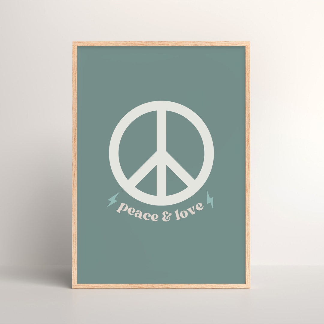 PEACE SIGN Smiley Face Downloadable Print, Retro Kids Room, Boho Kids ...