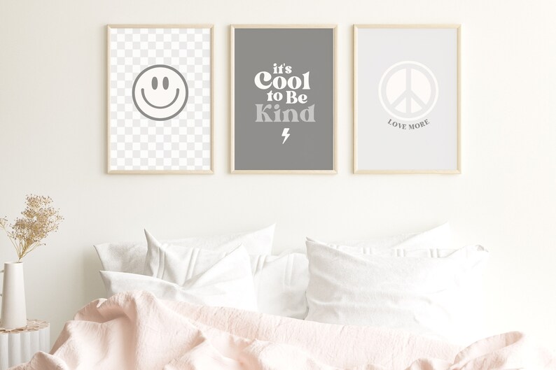 SMILEY FACE CHECKERED Peace Sign Be Kind Downloadable Print, Kids Wall ...