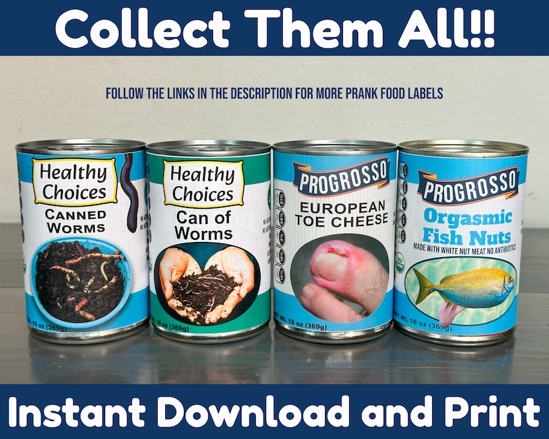 Prank Canned Food Label, Prank Gift, Office Prank, Gag Gift, April ...
