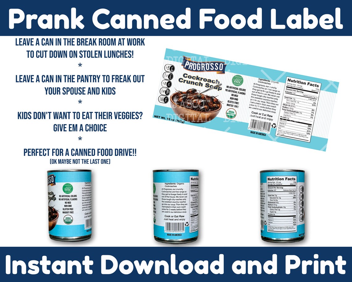 Prank Canned Food Label, Prank Gift, Office Prank, Gag Gift, April ...