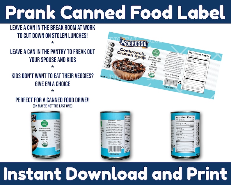 Prank Canned Food Label, Prank Gift, Office Prank, Gag Gift, April ...