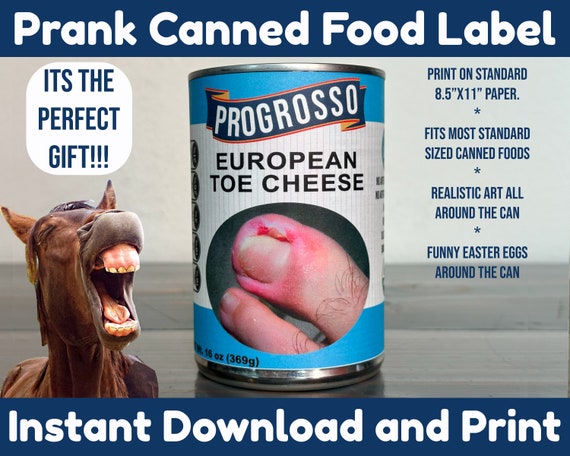 Prank Canned Food Label Prank Gift Office Prank Gag Gift April Fools Can of Worms Prank Toe Cheese Prank White Elephant Gift Etsy Canada