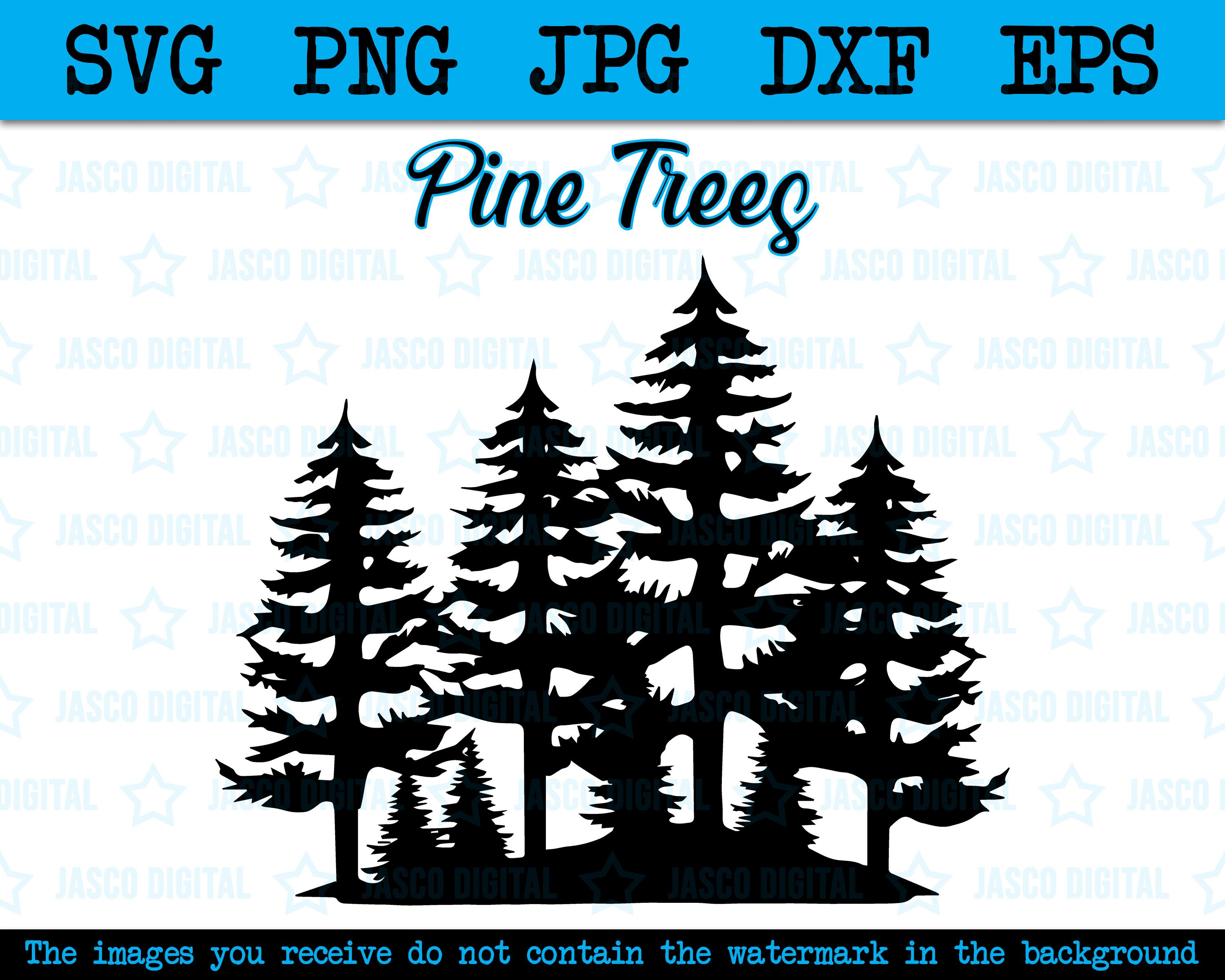 Forest Silhouette Svg, Pine Tree Svg, Tree Line Silhouette, Evergreen ...
