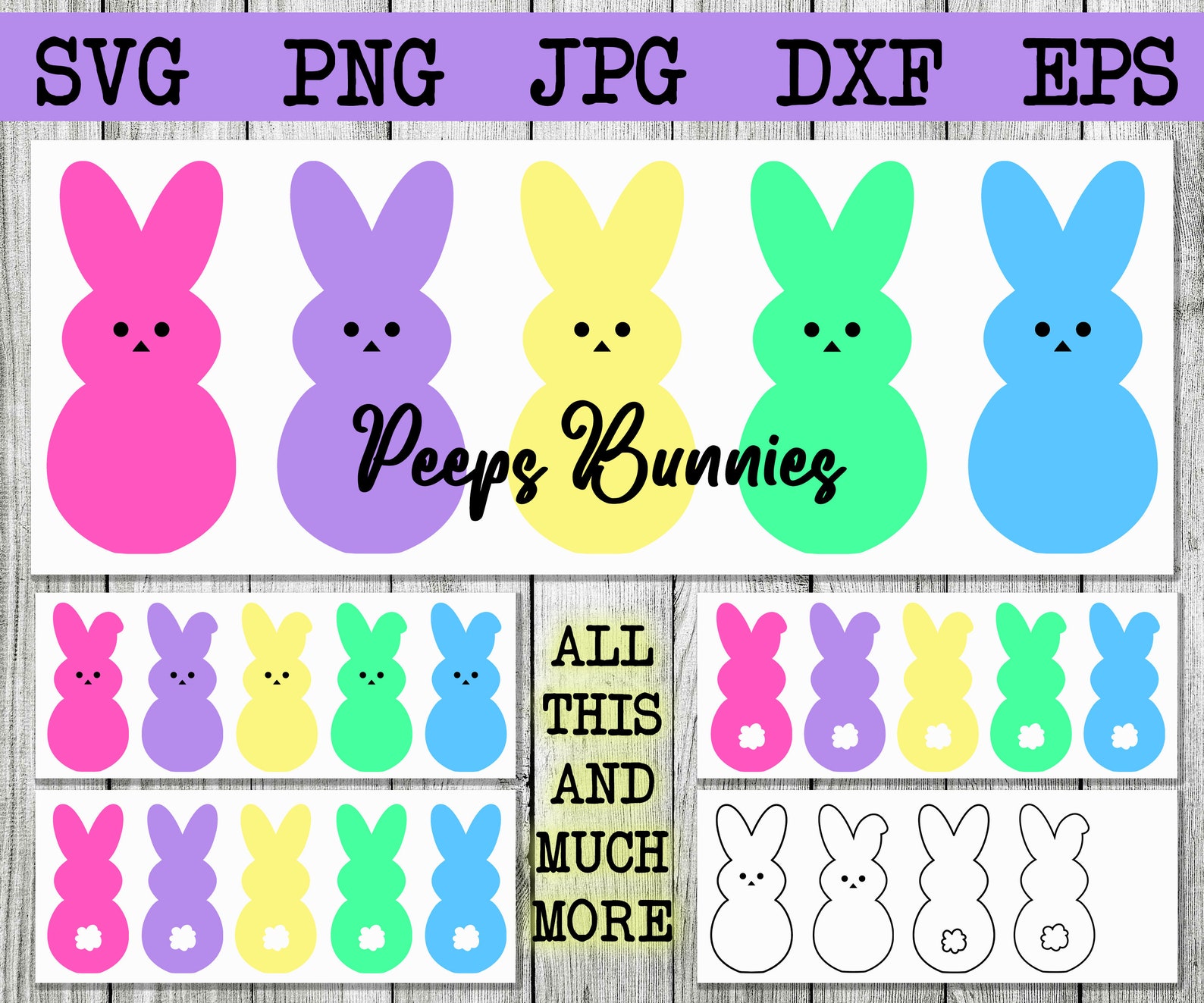 Easter Bunny Peeps SVG PNG DXF Jpg Eps Cricut Cut File Silhouette ...