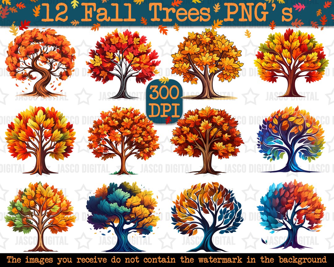 Fall Trees PNG, Fall Png Bundle, Fall Sublimation, Thanksgiving Svg ...