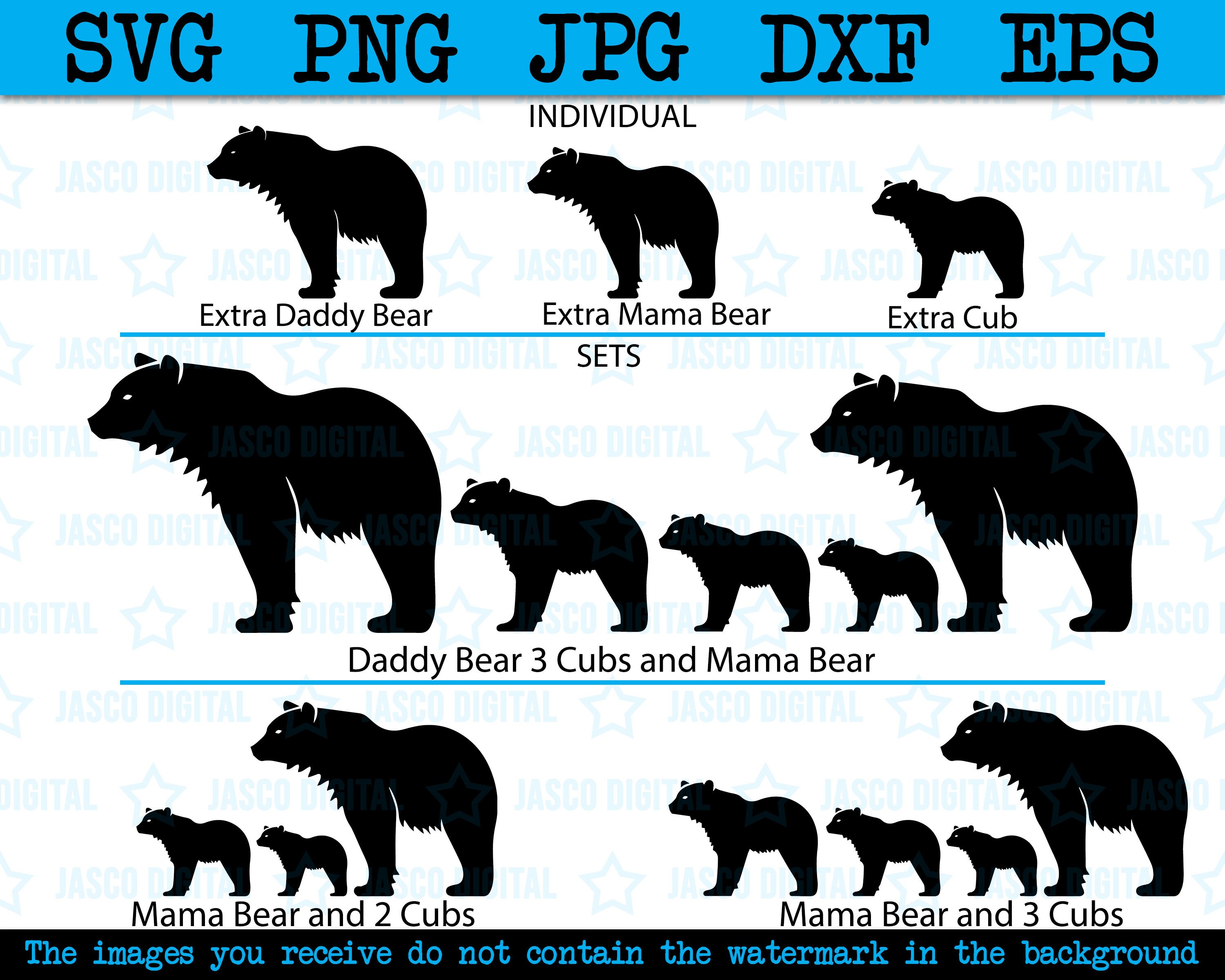 Mama Bear Svg Png Files, Bear Family Cricut, 3 Cubs Svg, Daddy Bear Svg ...