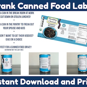 Prank Canned Food Label, Prank Gift, Office Prank, Gag Gift, April ...