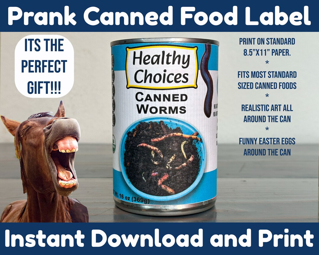 Prank Canned Food Label, Prank Gift, Office Prank, Gag Gift, April ...