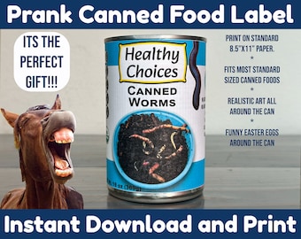 Prank Canned Food Label, Prank Gift, Office Prank, Gag Gift, April ...
