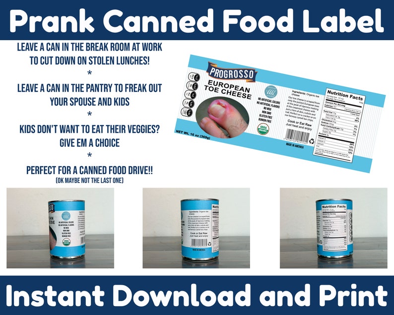 Prank Canned Food Label | Prank Gift | Office Prank | Gag Gift | April ...