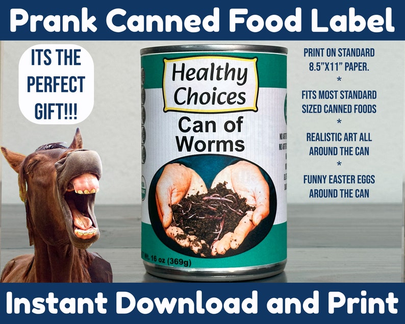 Prank Canned Food Label, Prank Gift, Office Prank, Gag Gift, April ...
