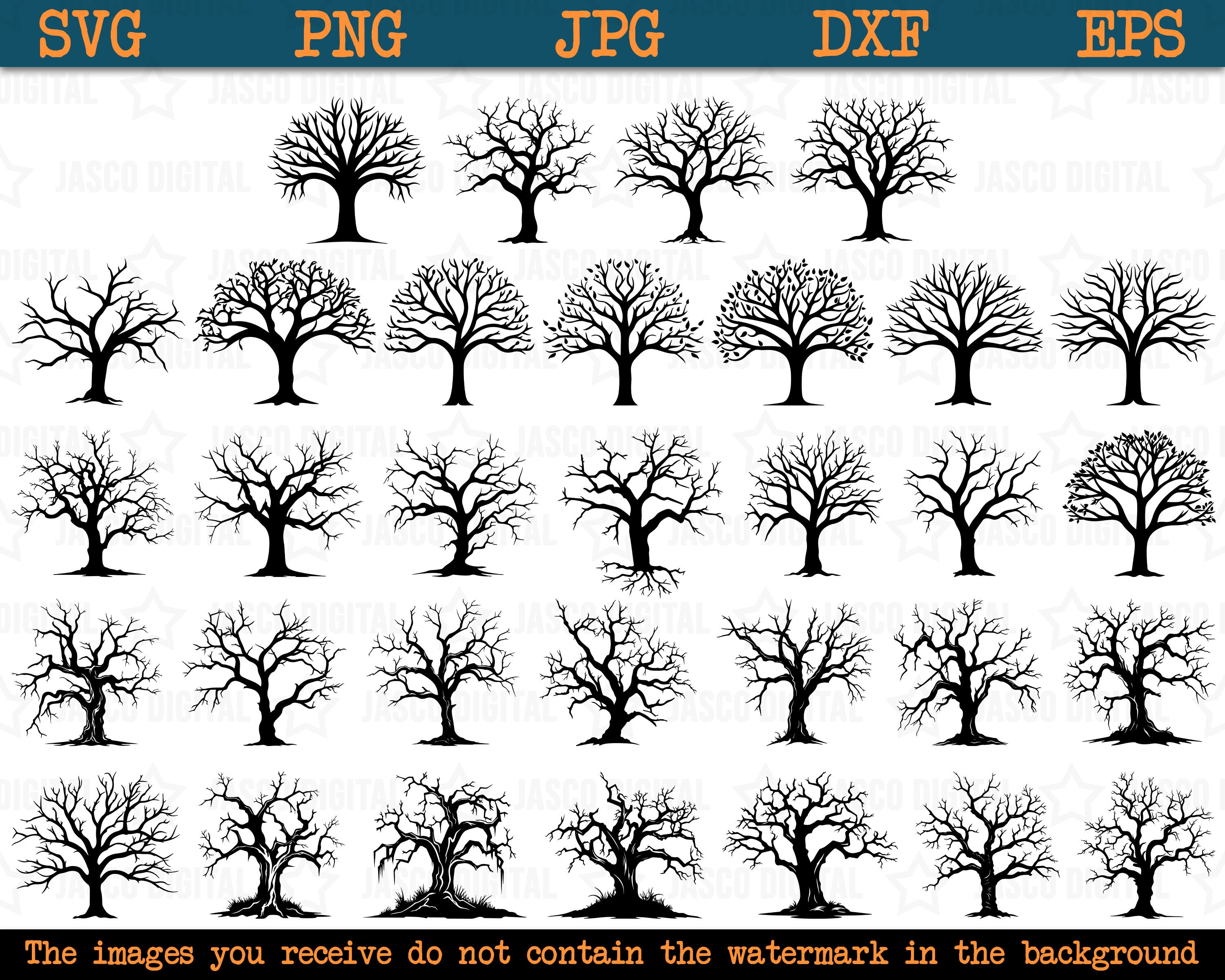 Dead Trees Bundle SVG, Spooky Tree Silhouette, Halloween Tree Svg, Dead ...