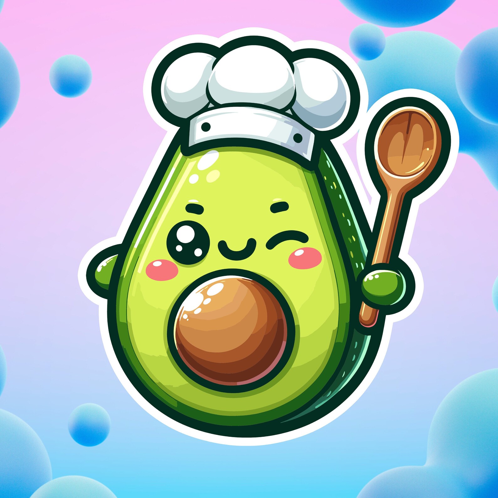 Funny Fruit Decal - Kawaii Avocado Sticker, Vinyl Decal for Cooks ...
