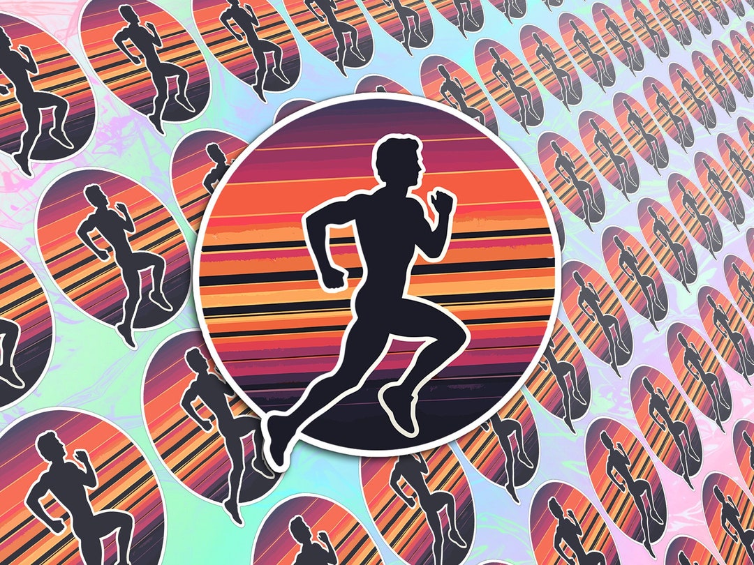 Retro Running Sticker Marathon Sticker Running Decal Water Bottle ...