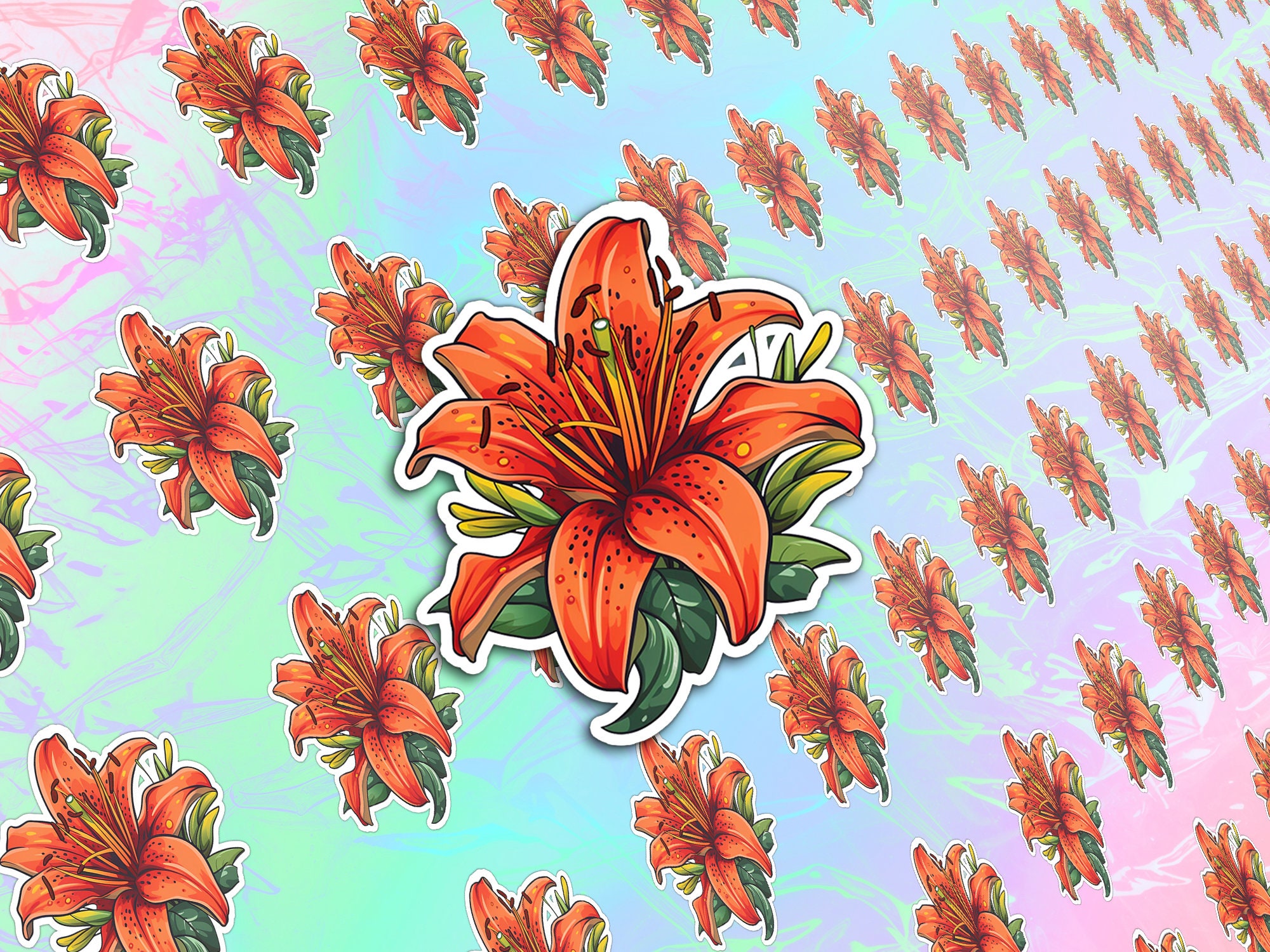Tiger Lily Decal Flower Decal Flower Lover Decal Laptop Sticker Water ...