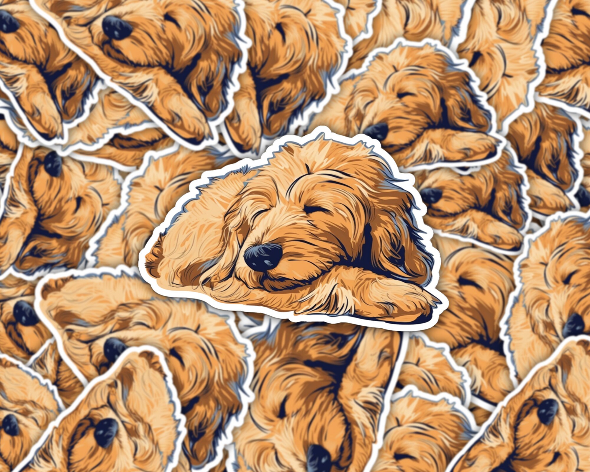 Golden Doodle Decal Taking a Nap Vinyl Decal for Laptops and Water ...