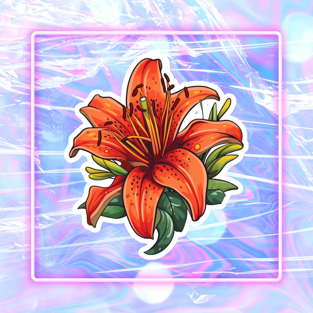 Tiger Lily Decal Flower Decal Flower Lover Decal Laptop Sticker Water ...