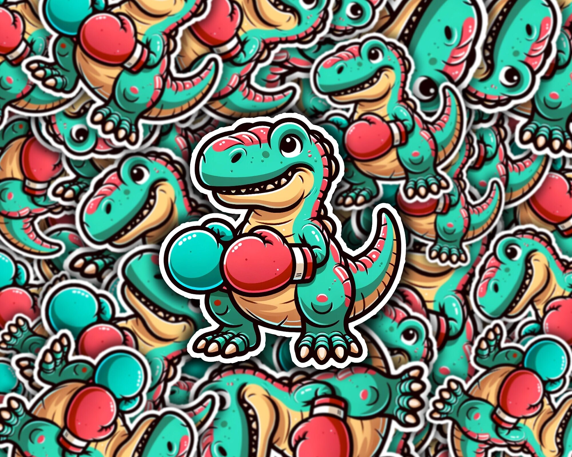 Punchy T-rex Sticker: Boxing Dinosaur Vinyl Decal - Etsy