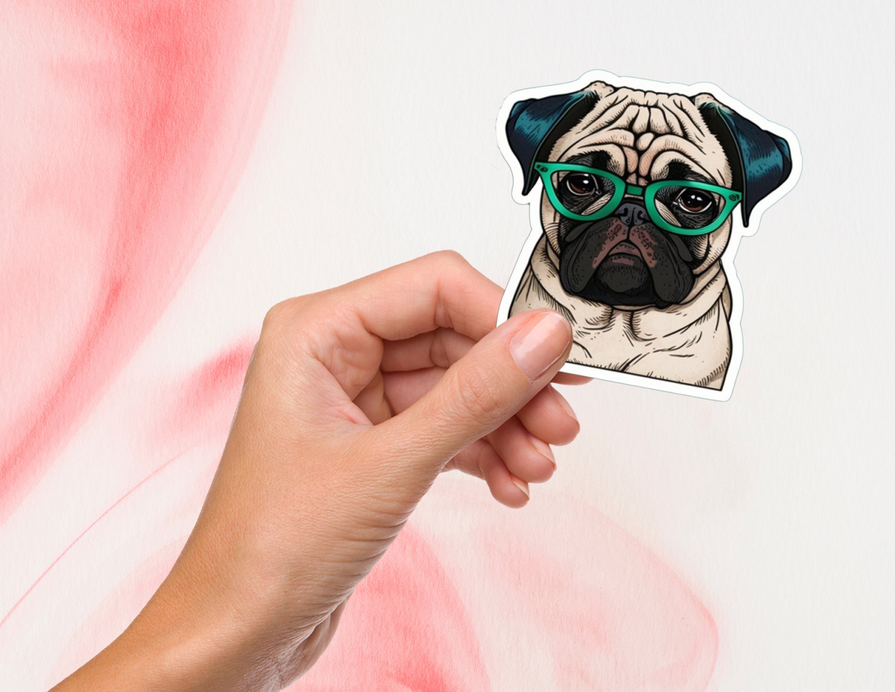 Pug Vinyl Decal for Dog Lover Decal Laptop Sticker Water Bottles ...