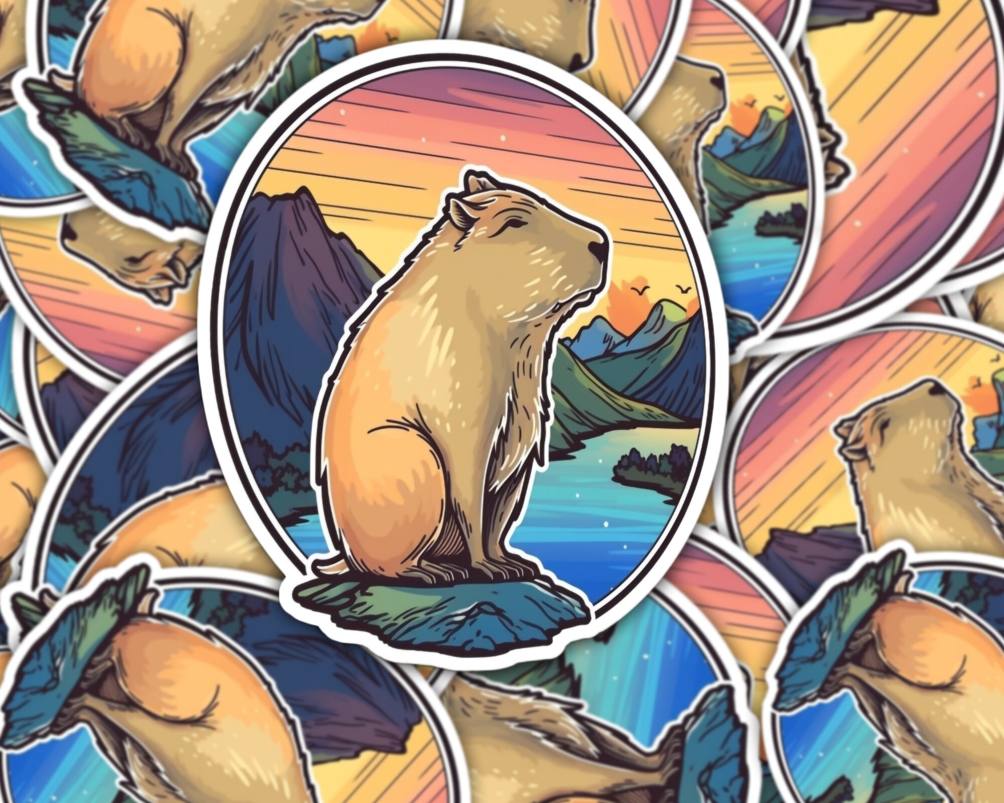 Capybara Sticker Water Bottles Decal Capybara Gift Sticker Car Window ...