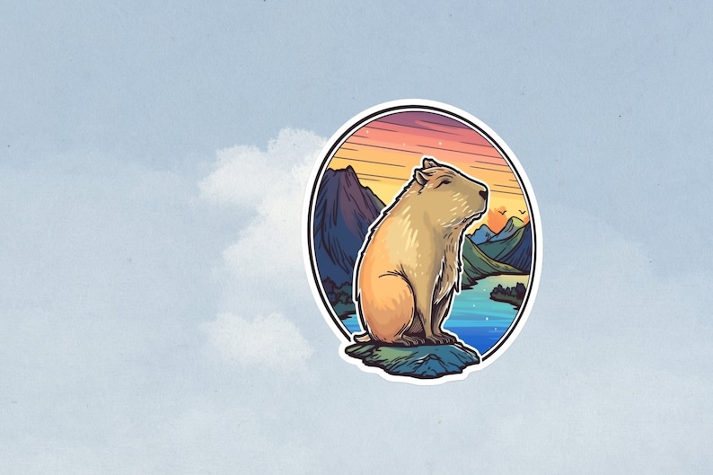 Capybara Sticker Water Bottles Decal Capybara Gift Sticker Car Window ...