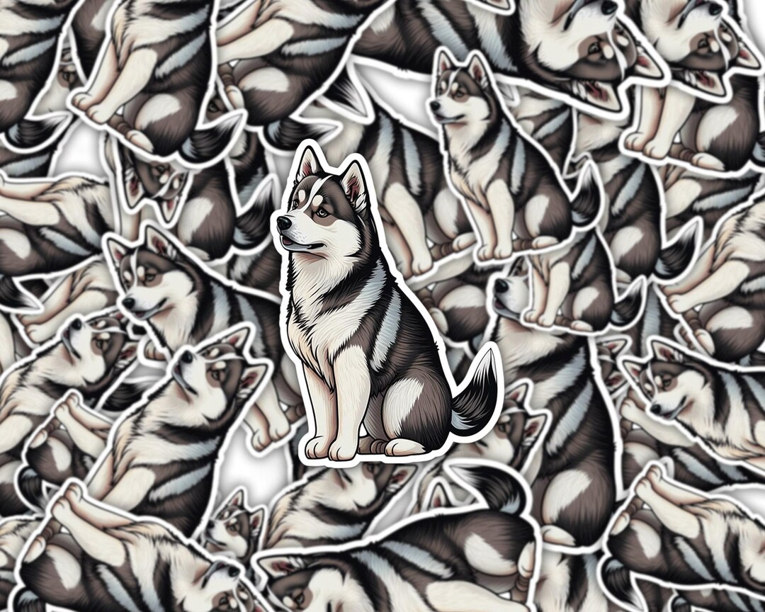 Siberian Husky Vinyl Sticker | Cute Dog Sticker for Laptops, Water ...