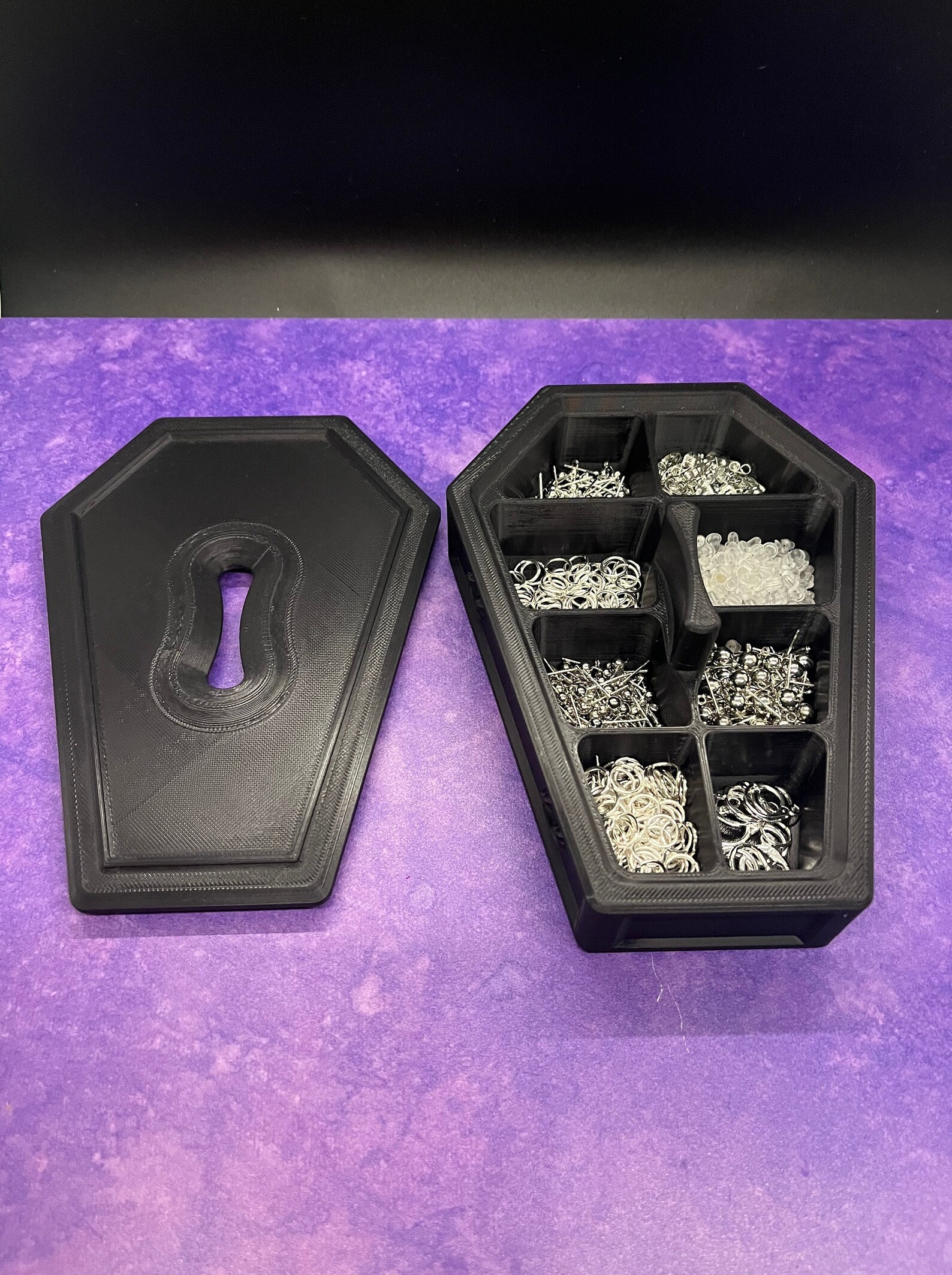 Goth Coffin Shaped Organizer for Small Items, Spooky Halloween Storage ...
