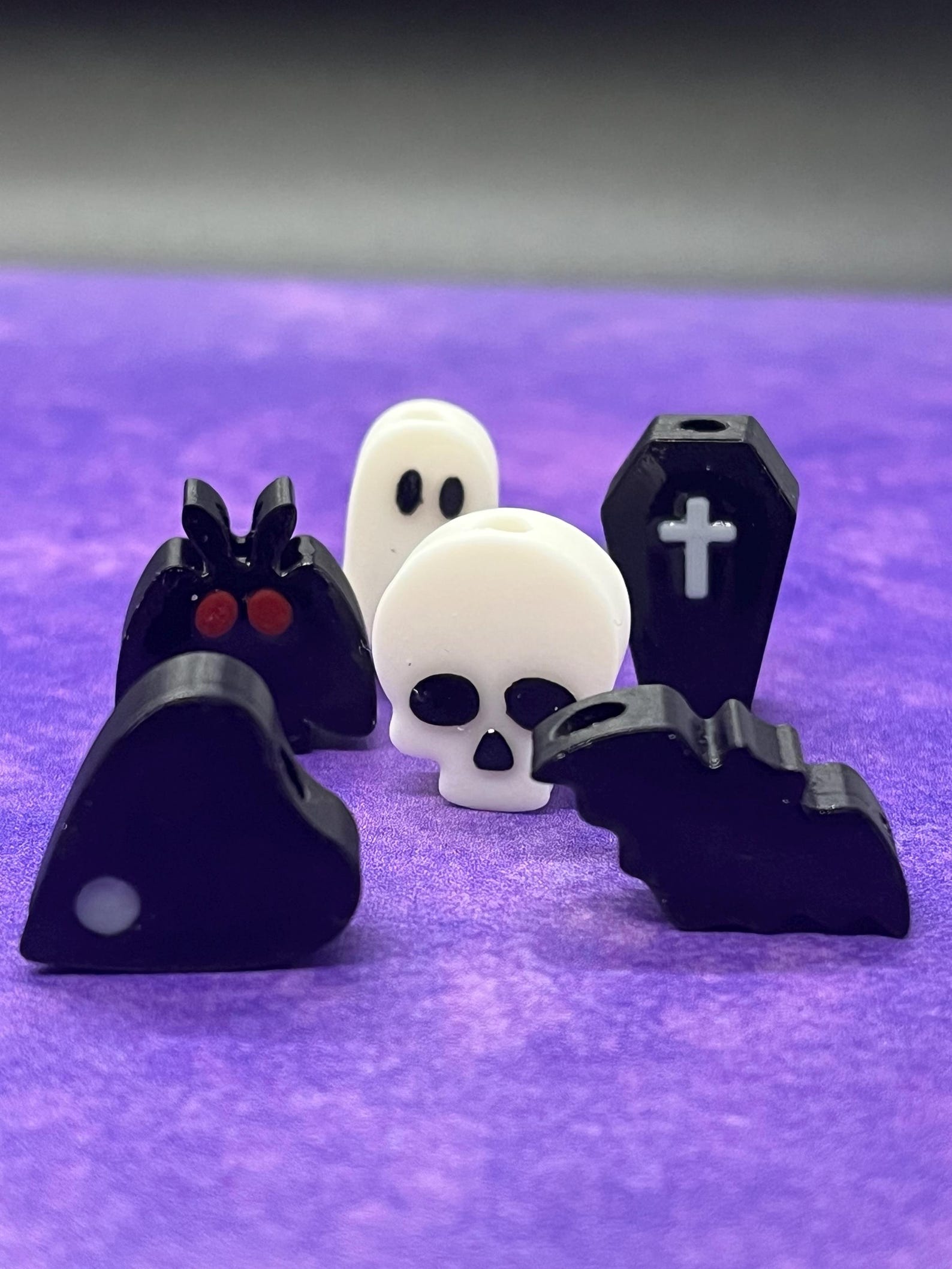 Goth Spooky Beads 3mm Hole Bat, Coffin, Skull, Planchette, Mothman ...