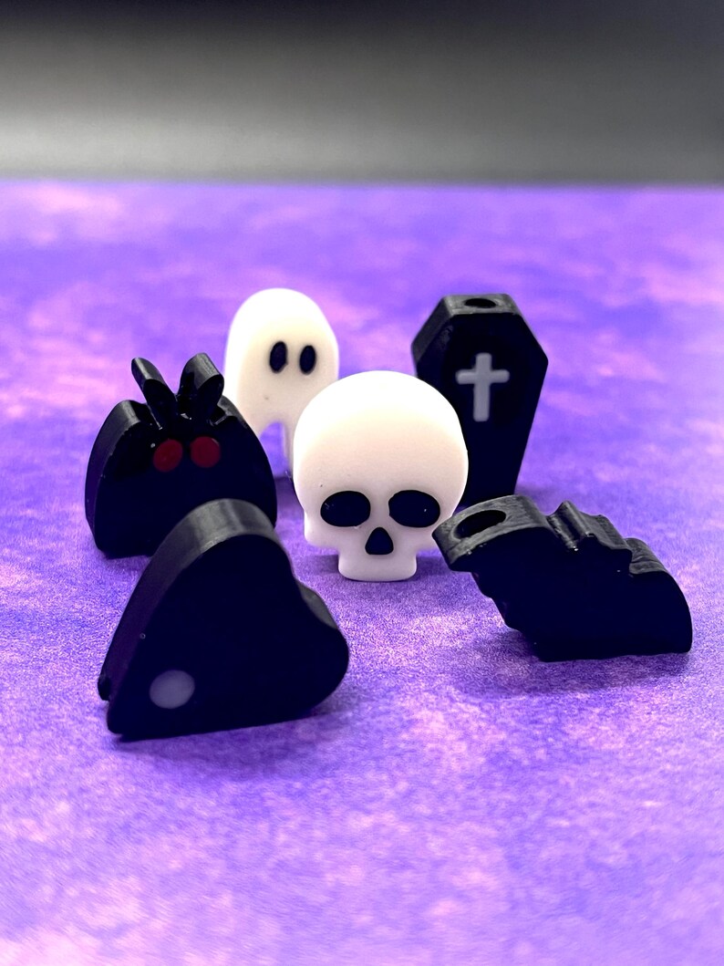 Goth Spooky Beads 3mm Hole Bat, Coffin, Skull, Planchette, Mothman ...