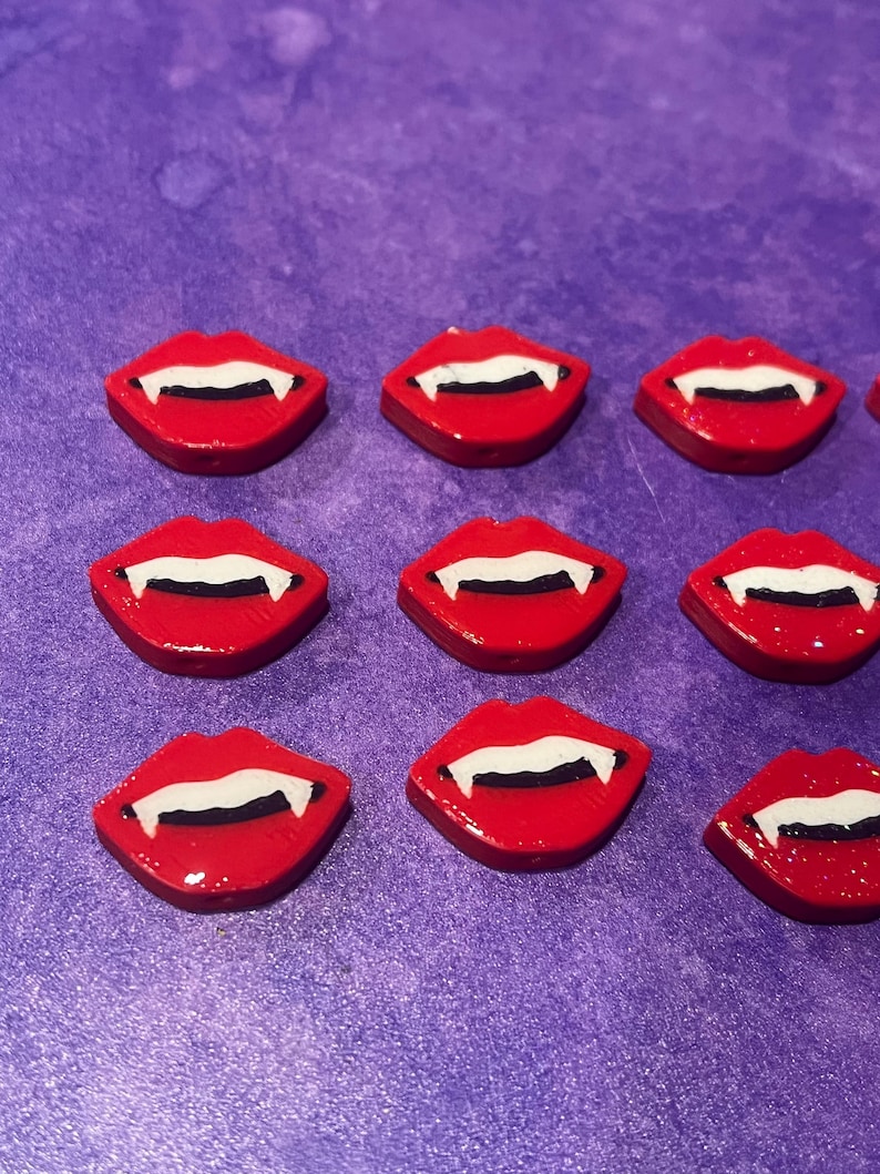 Vampire Fang Beads, Spooky Goth Halloween Vampyre Bead, Kandi Lips ...