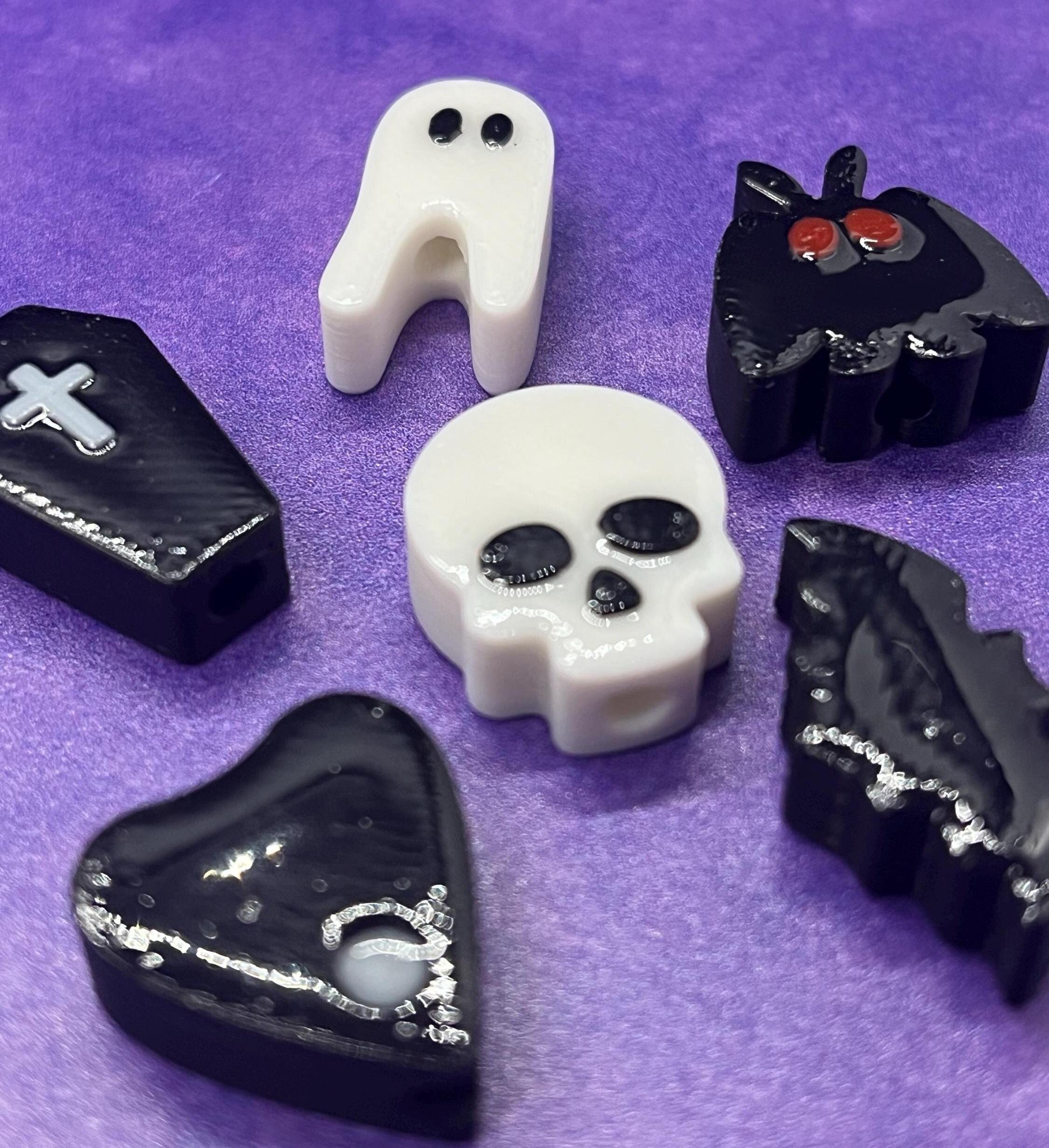 Goth Spooky Beads 3mm Hole Bat, Coffin, Skull, Planchette, Mothman ...