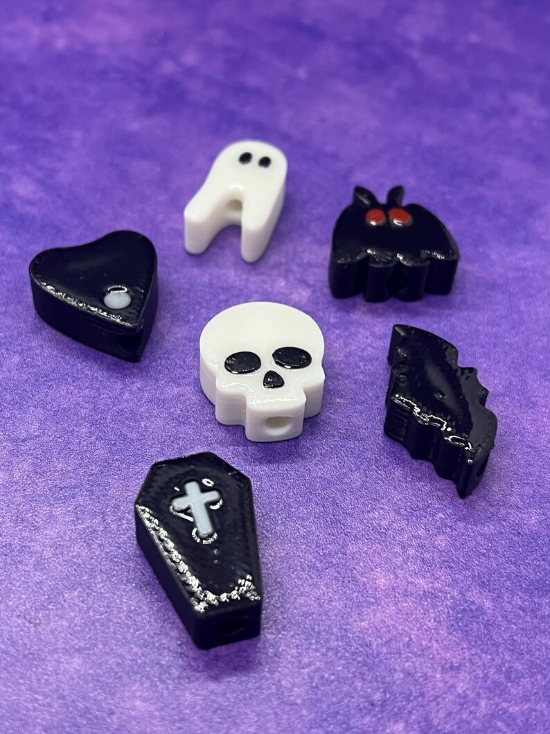 Goth Spooky Beads 3mm Hole Bat, Coffin, Skull, Planchette, Mothman ...