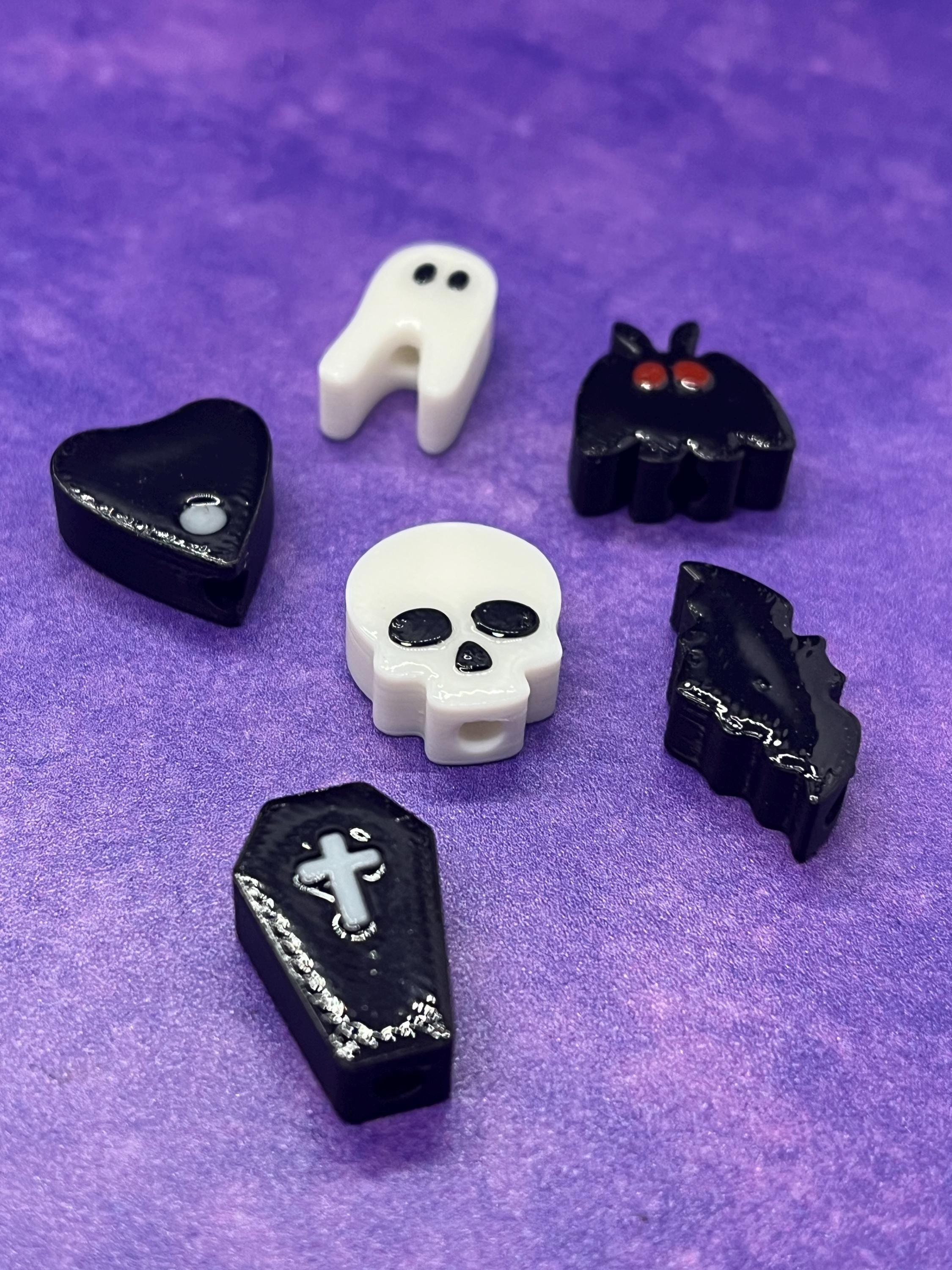 Goth Spooky Beads 3mm Hole Bat, Coffin, Skull, Planchette, Mothman ...