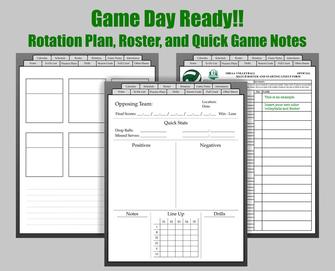 Volleyball Coach's Notebook Reusesble! (hyperlinked - Goodnotes5 or 6 ...
