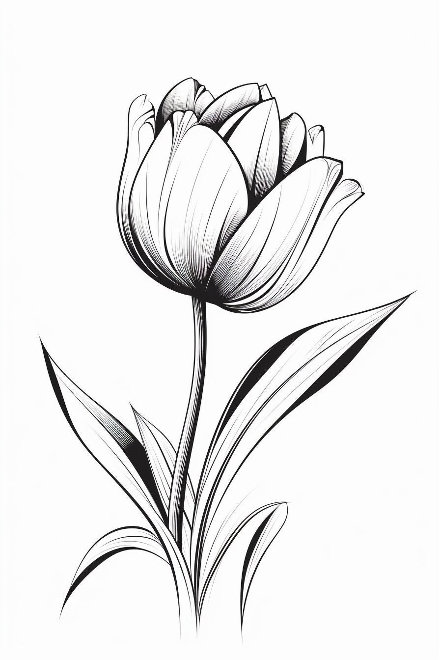 Simple Line Drawing Flowers, Wild Flowers, Wall Art, Personalized Wall ...