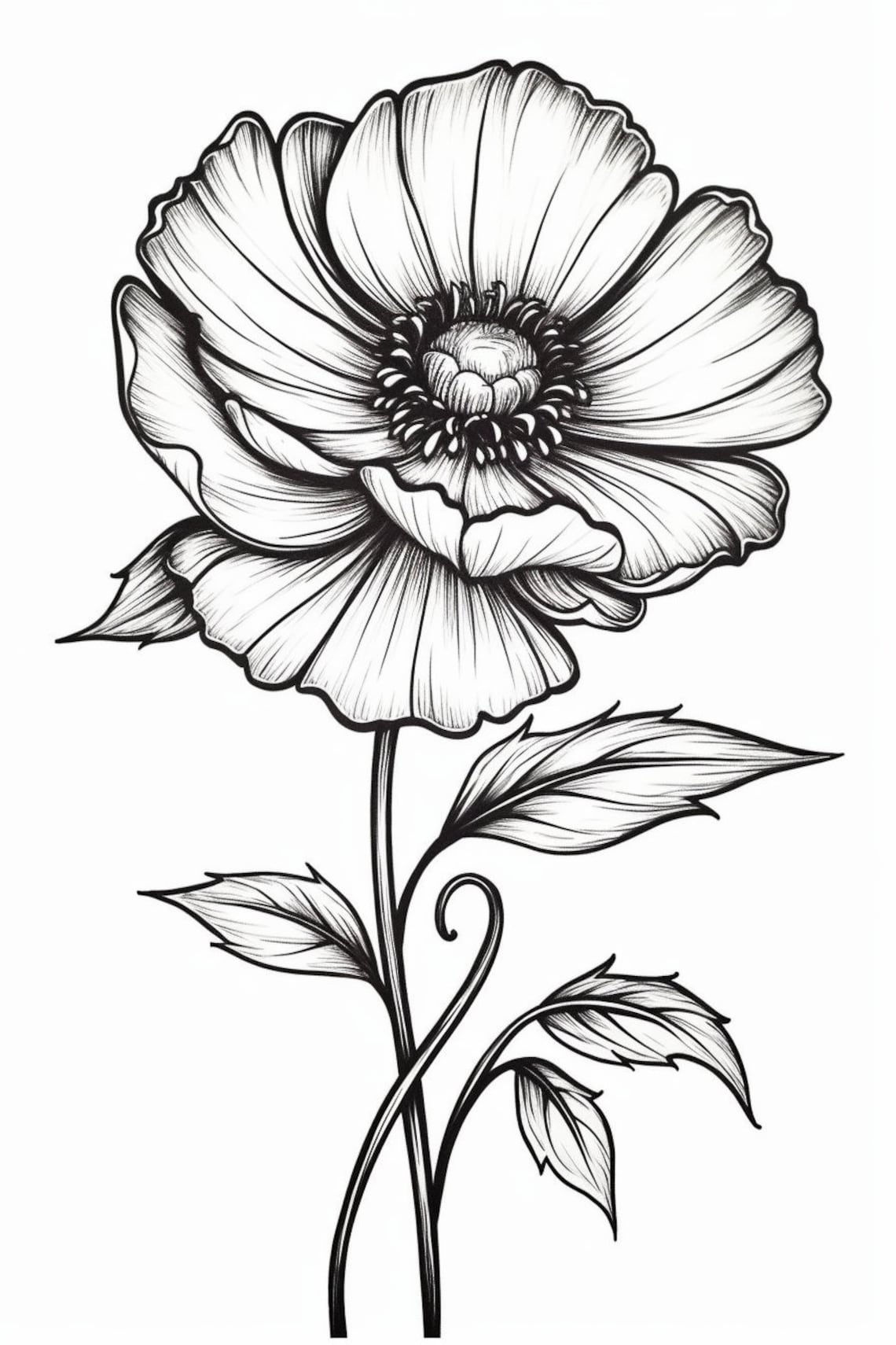 Simple Line Drawing Flowers, Wild Flowers, Wall Art, Personalized Wall ...
