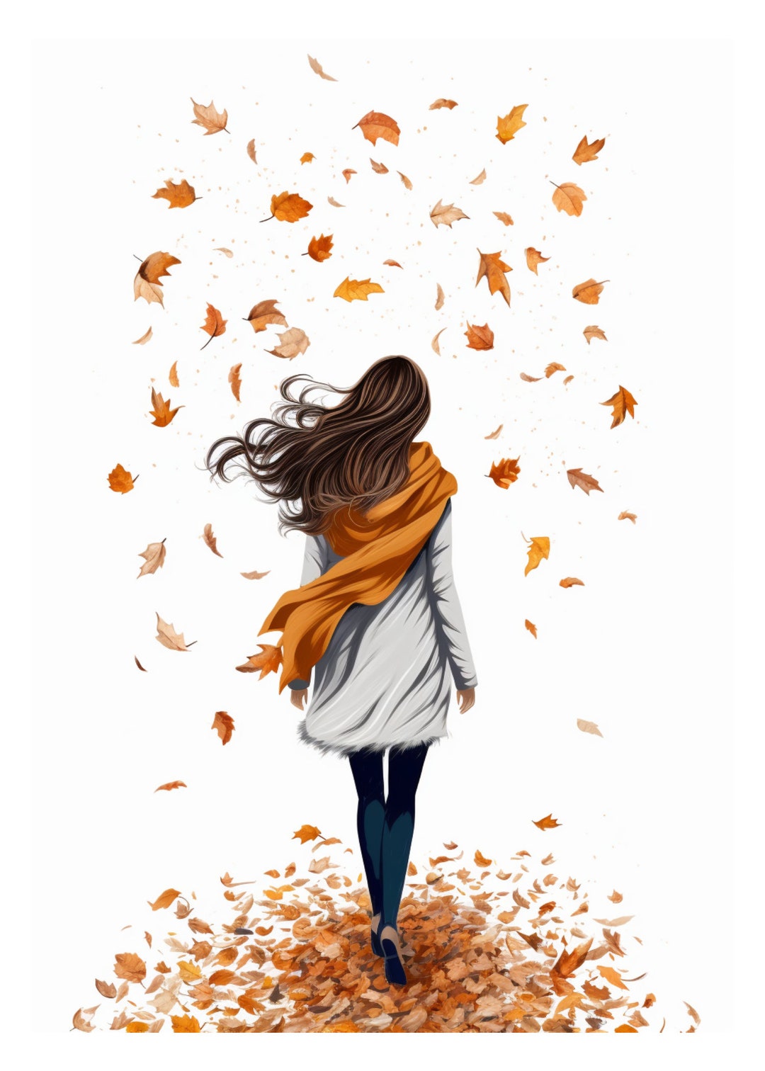 Fall Walk Water Color, Digital Wall Art, Personalized Wall Art ...