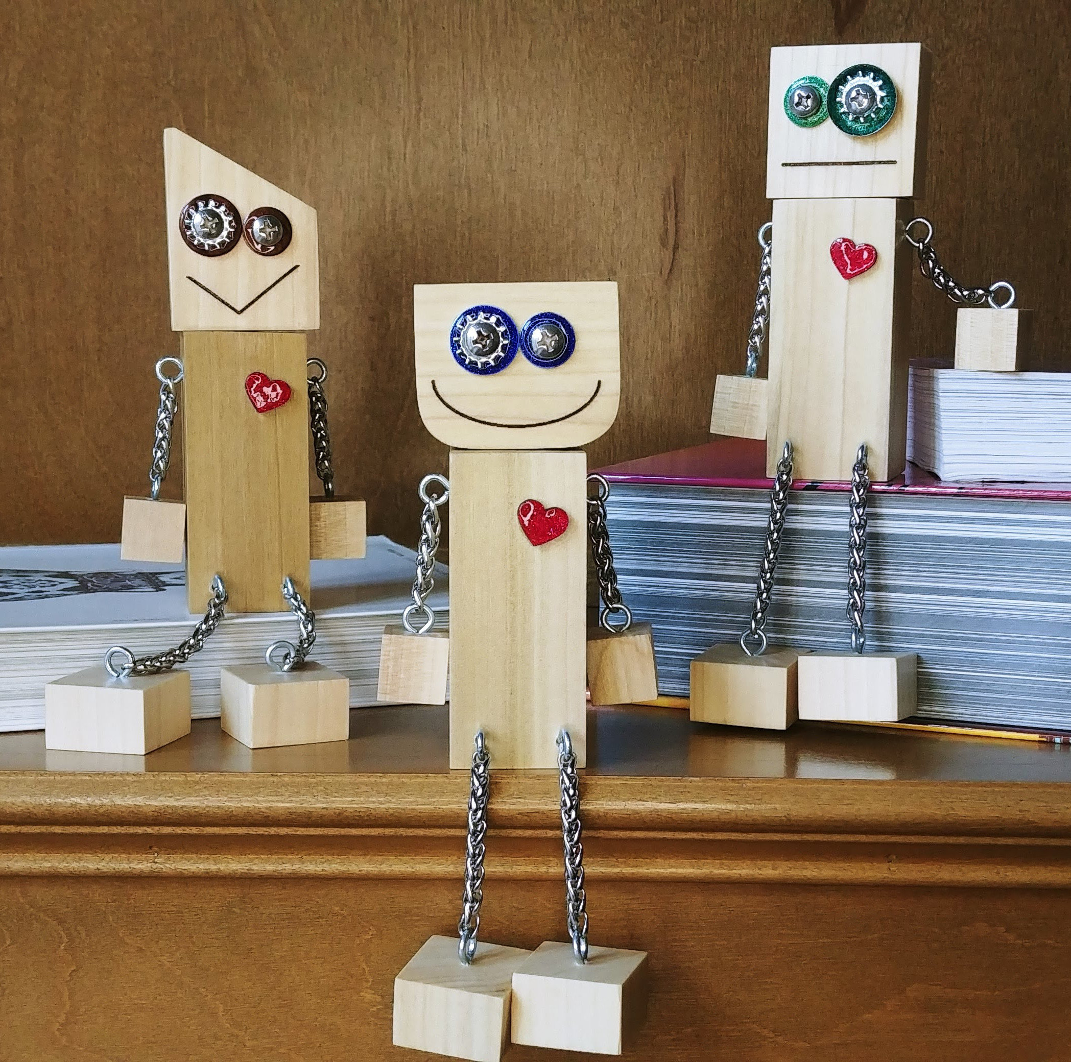 Wooden Robot Toys Handmade Fun Set of 3 Minerd Design - Etsy