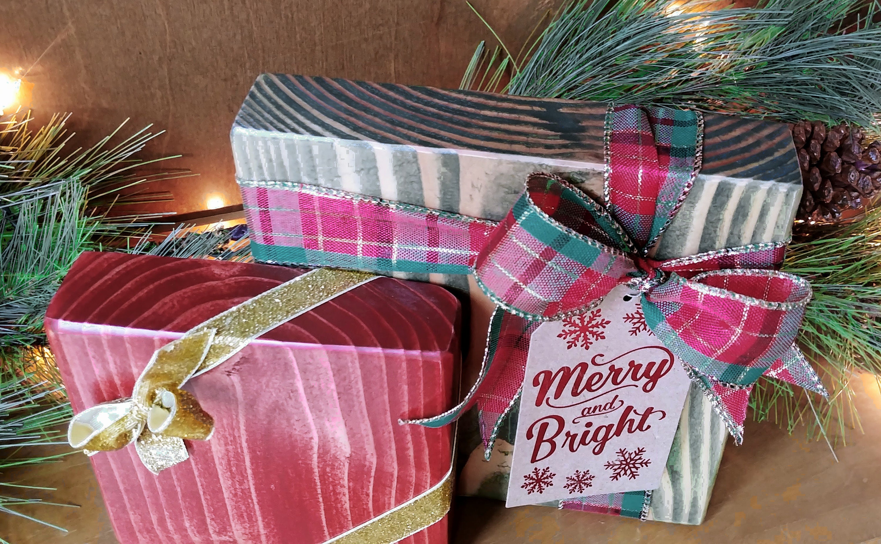Wooden Christmas Present Boxes Decor - Minerd Design - Etsy