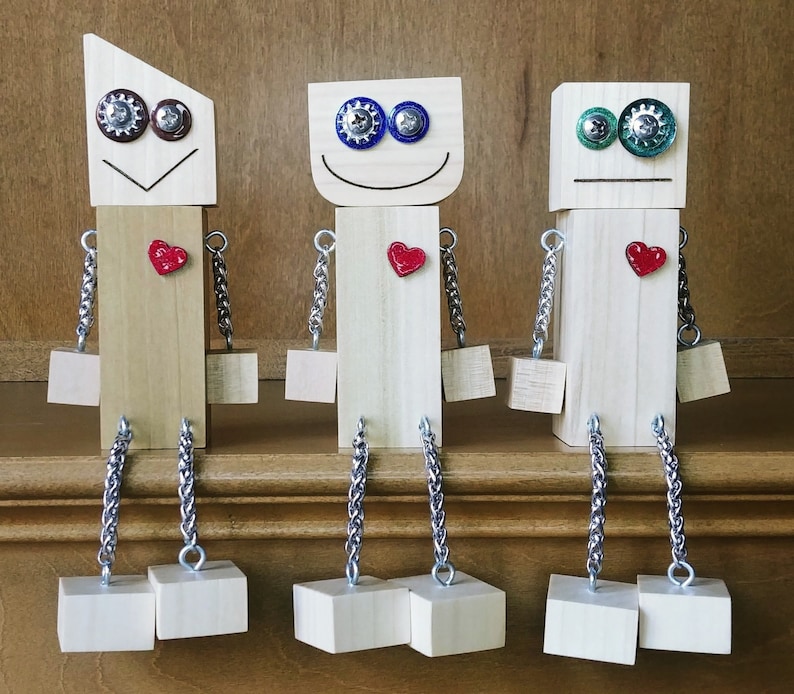 Wooden Robot Toys - Handmade Fun! - Set of 3 - Minerd Design - Etsy