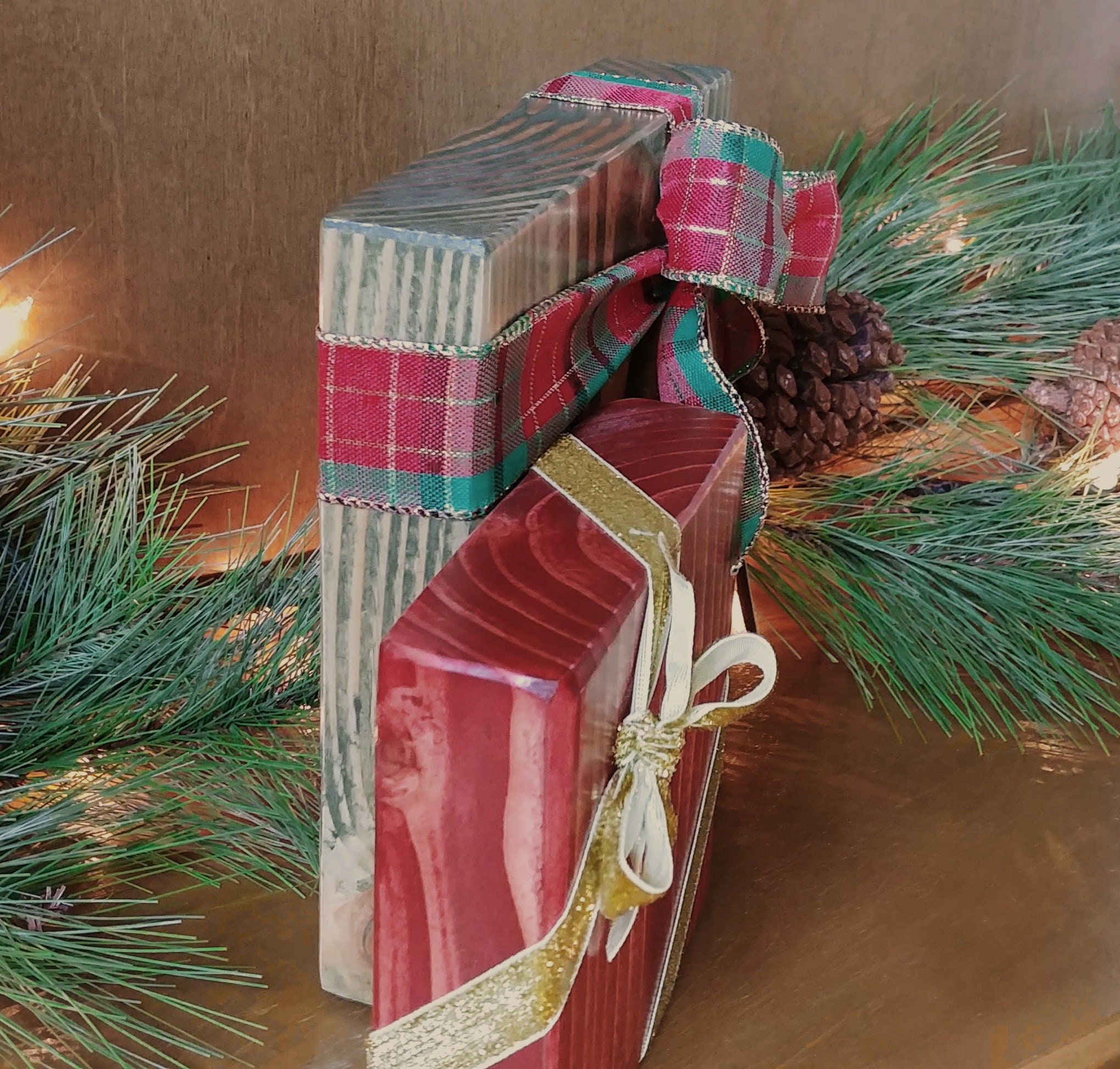 Wooden Christmas Present Boxes Decor - Minerd Design - Etsy