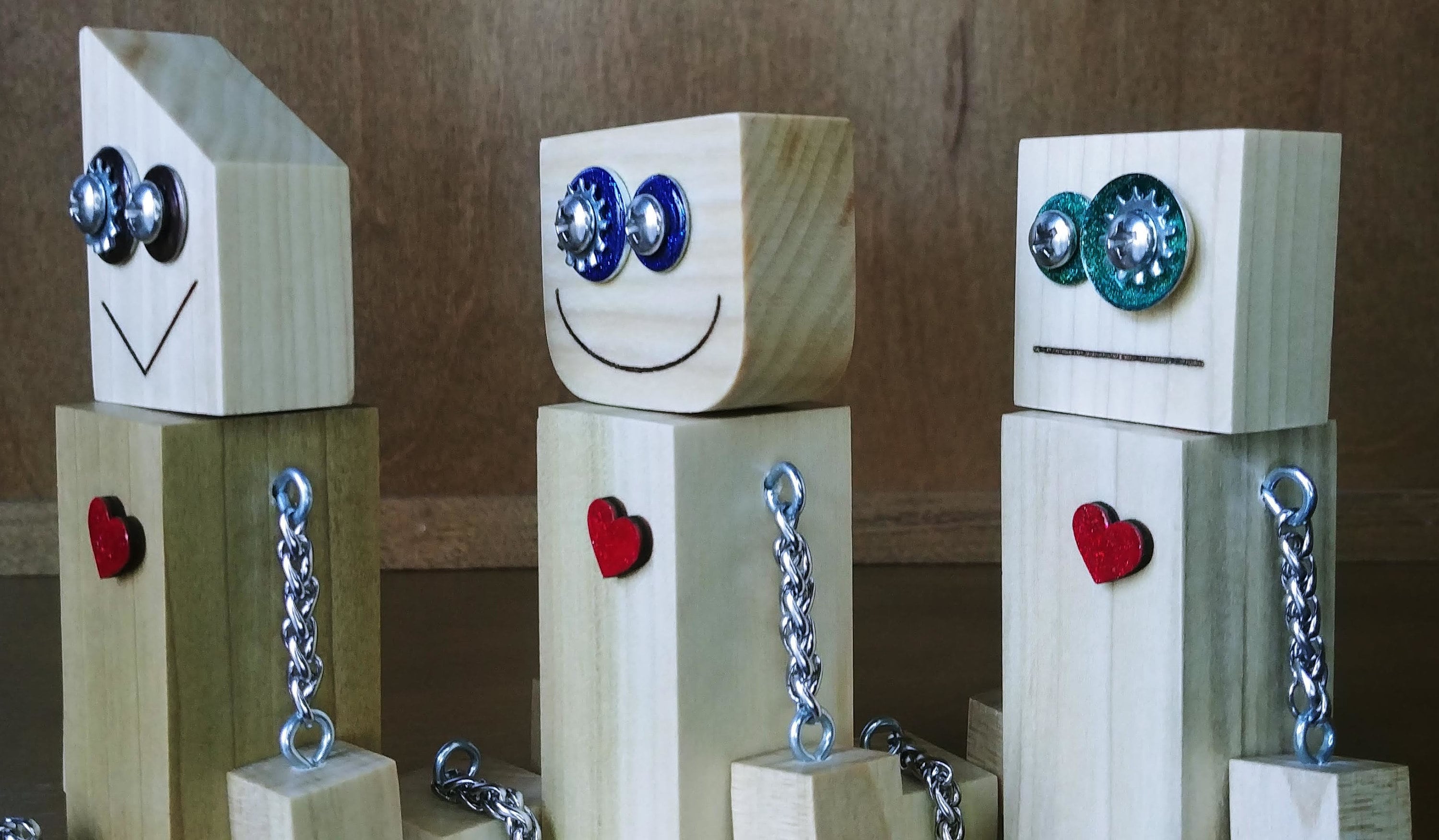 Wooden Robot Toys Handmade Fun Set of 3 Minerd Design - Etsy