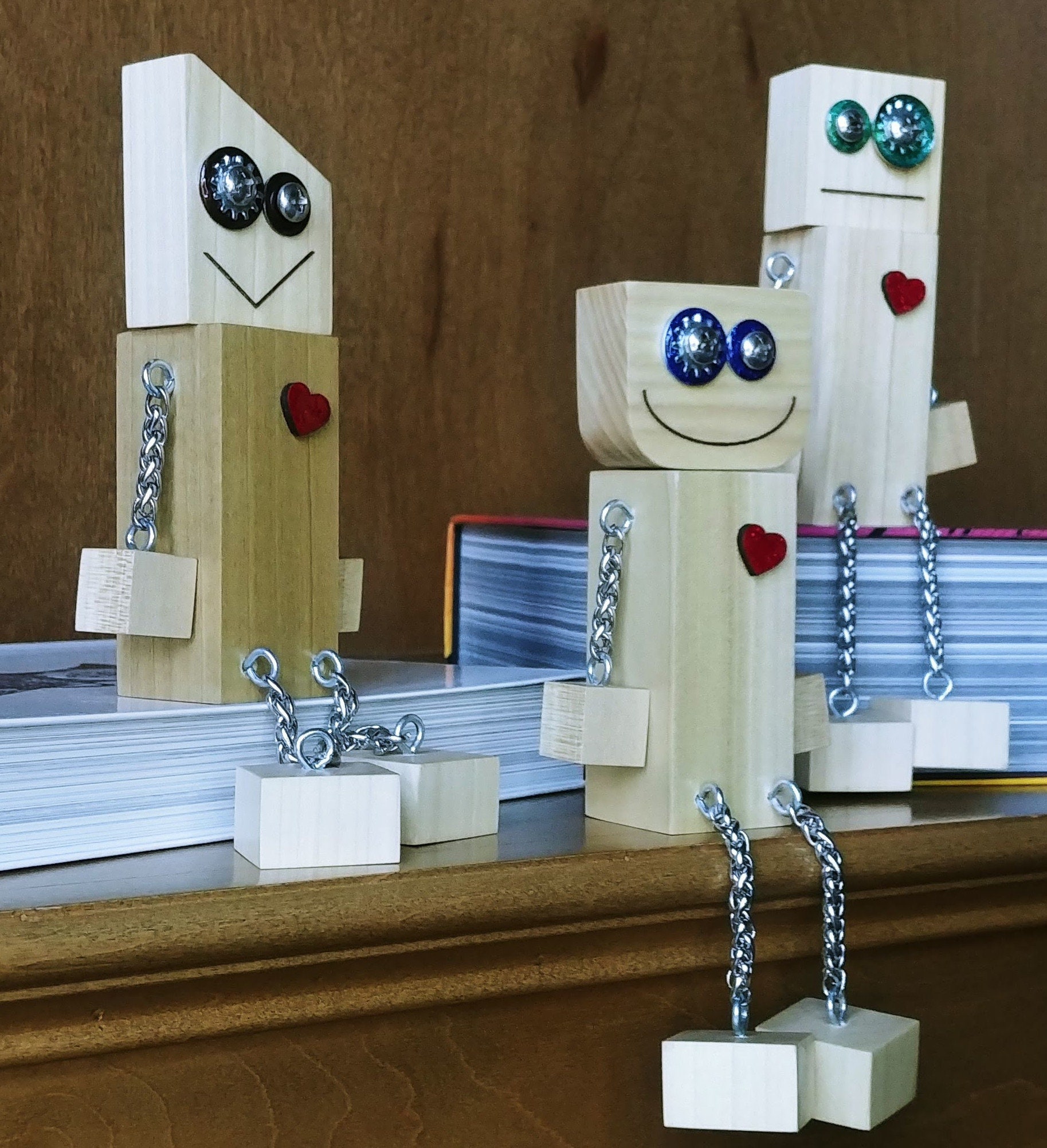 Wooden Robot Toys Handmade Fun Set of 3 Minerd Design - Etsy