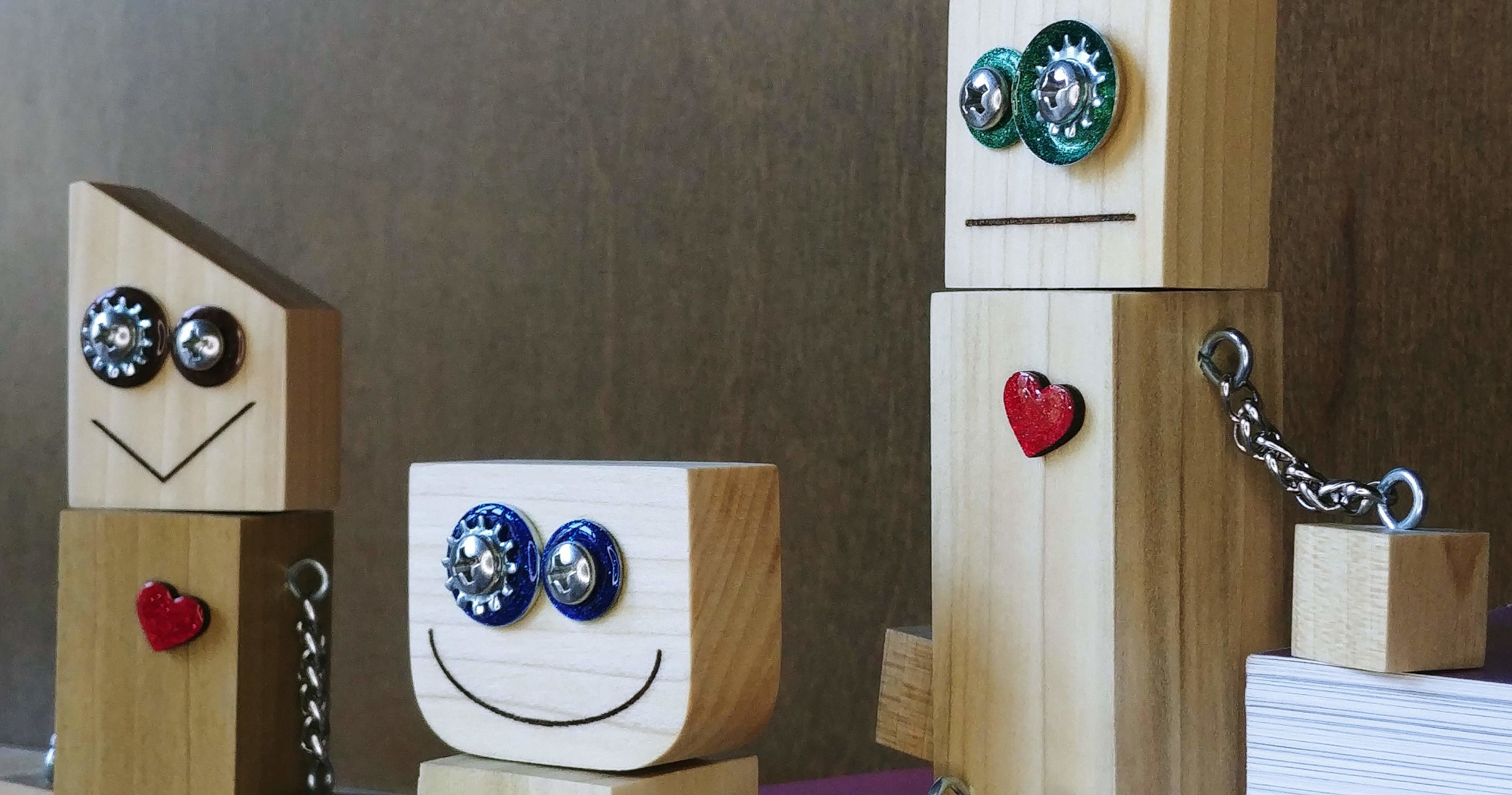Wooden Robot Toys Handmade Fun Set of 3 Minerd Design - Etsy