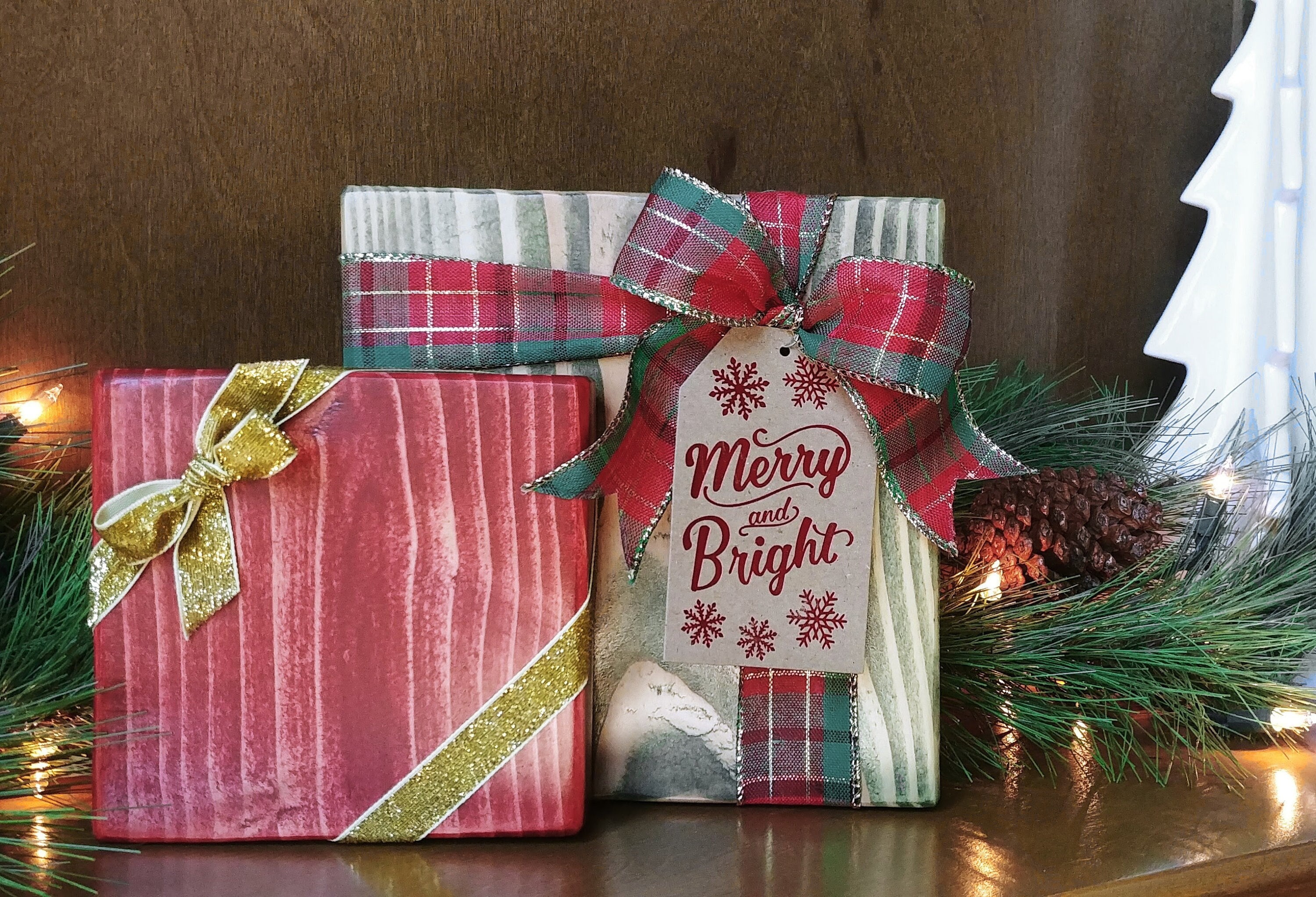 Wooden Christmas Present Boxes Decor - Minerd Design - Etsy