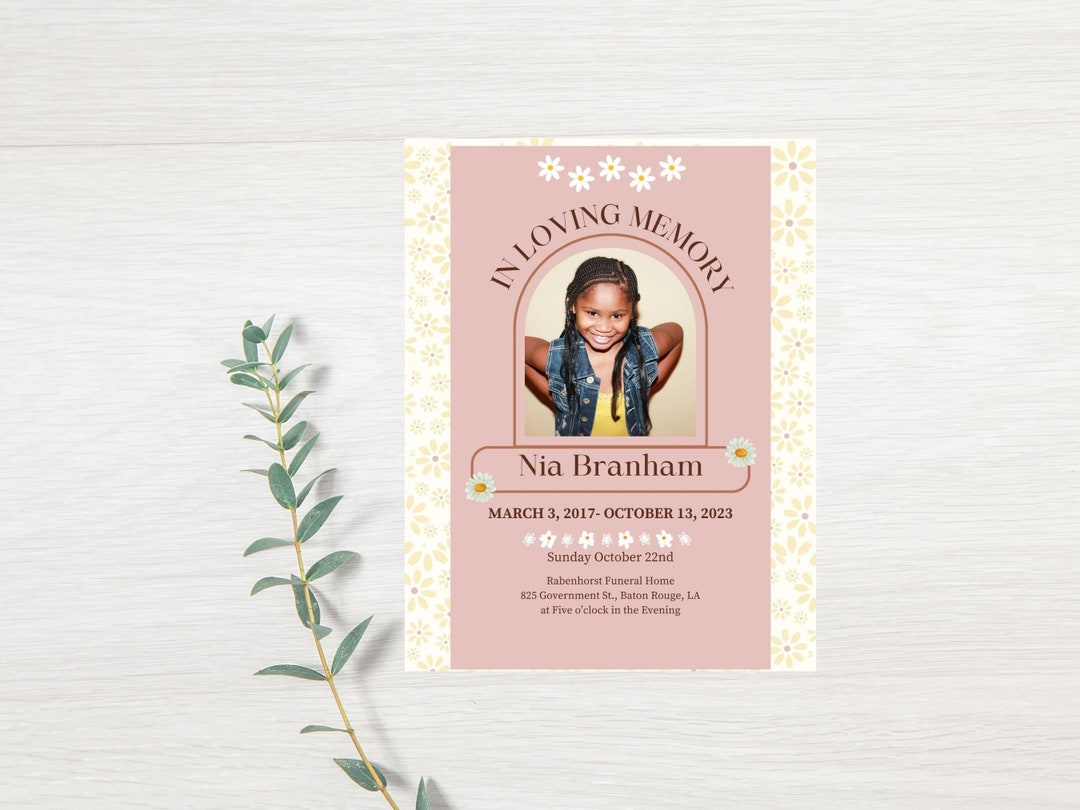 Child's Funeral Program Template, Girl's Memorial Service Template ...