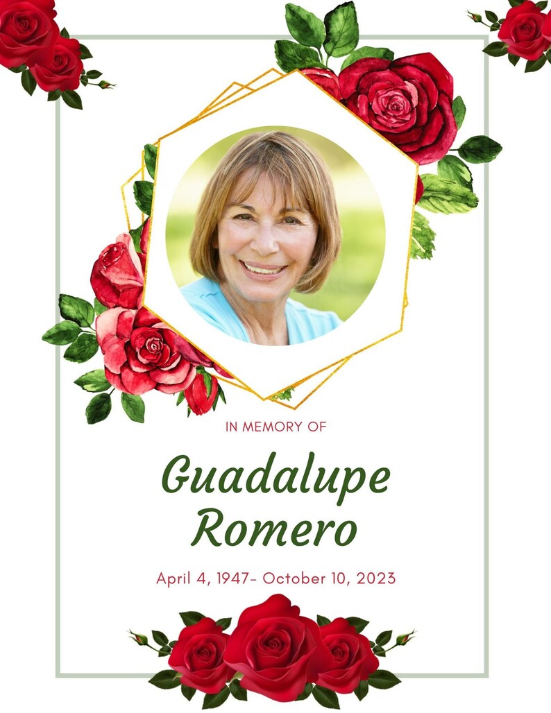 DIY Editable Canva Funeral Program Template, Memorial Service Template ...