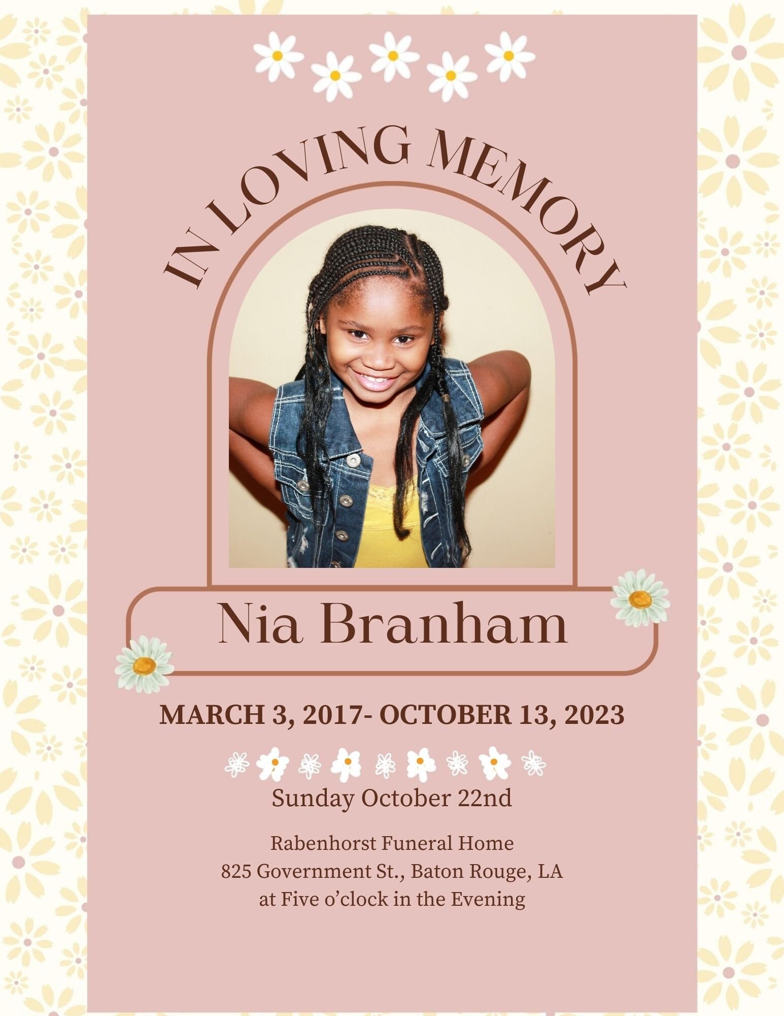 Child's Funeral Program Template, Girl's Memorial Service Template ...