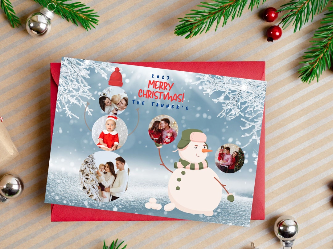 DIY Editable Canva Christmas Card Template, Holiday Photos Template ...