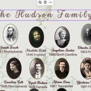 Family Tree Template, Downloadable Family Tree With Photos DIY Family ...